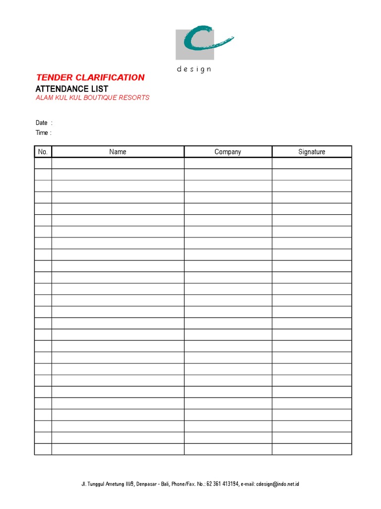 Tender Clarification Attendance List | PDF