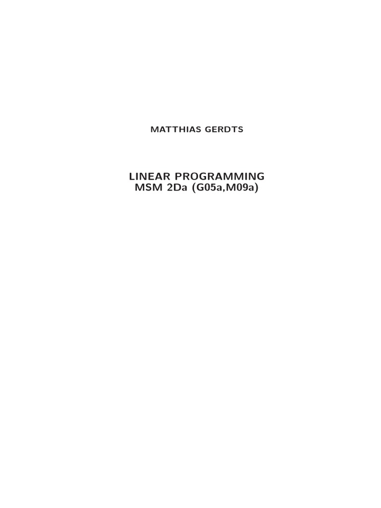 Linear Programming MSM 2da (G05a, M09a) : Matthias Gerdts | PDF ...