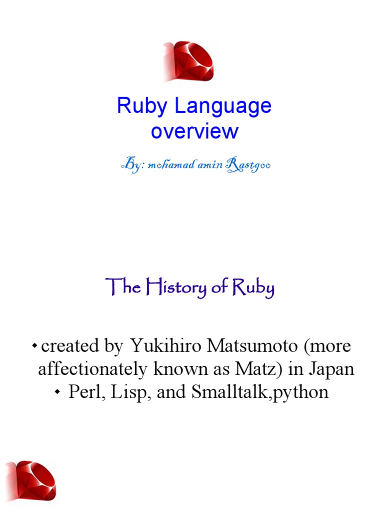 Ruby Presentation Pdf Ruby Programming Language Python Programming Language