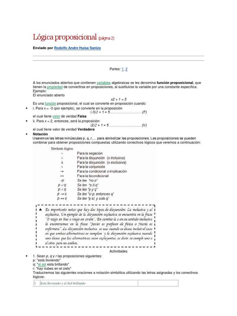 Lógica Proposicional | PDF | Proposición | Verdad