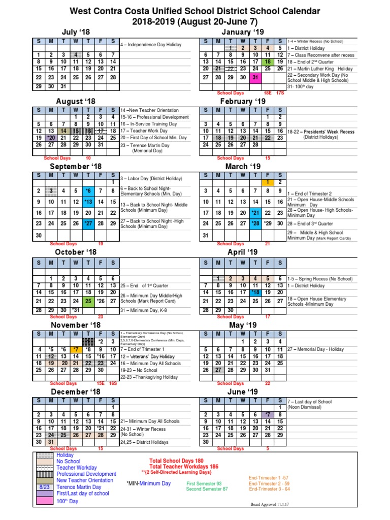 School Calendar 2018-2019 | PDF | Observances | Educational Institutions