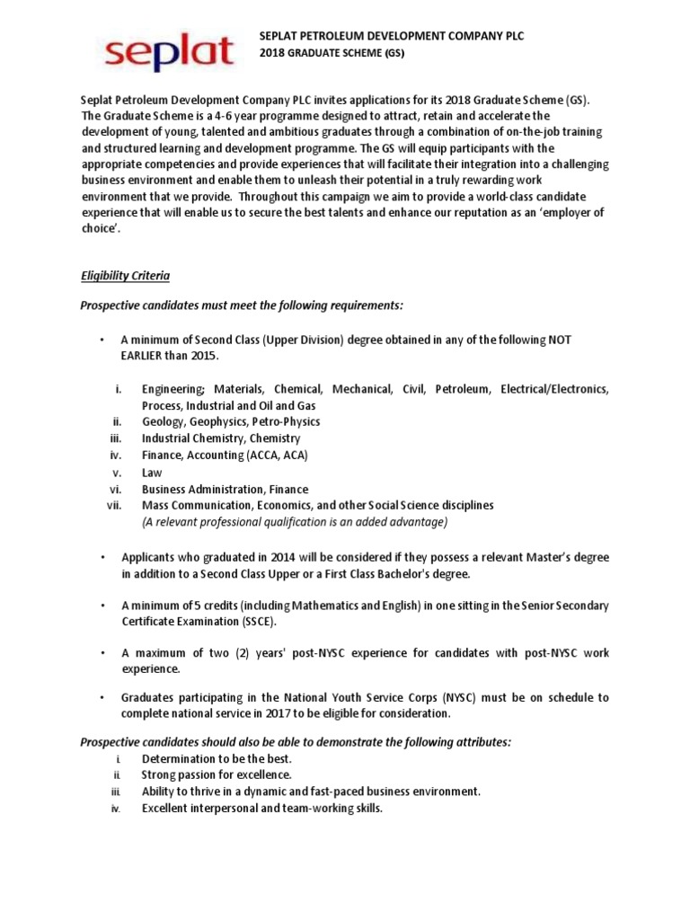 2018 Graduate Scheme Advert | PDF | Academic Degree | Petroleum