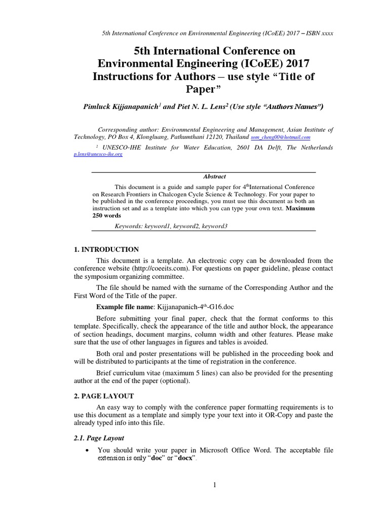 Icoee Prosiding Template | PDF | Abstract (Summary) | Paragraph