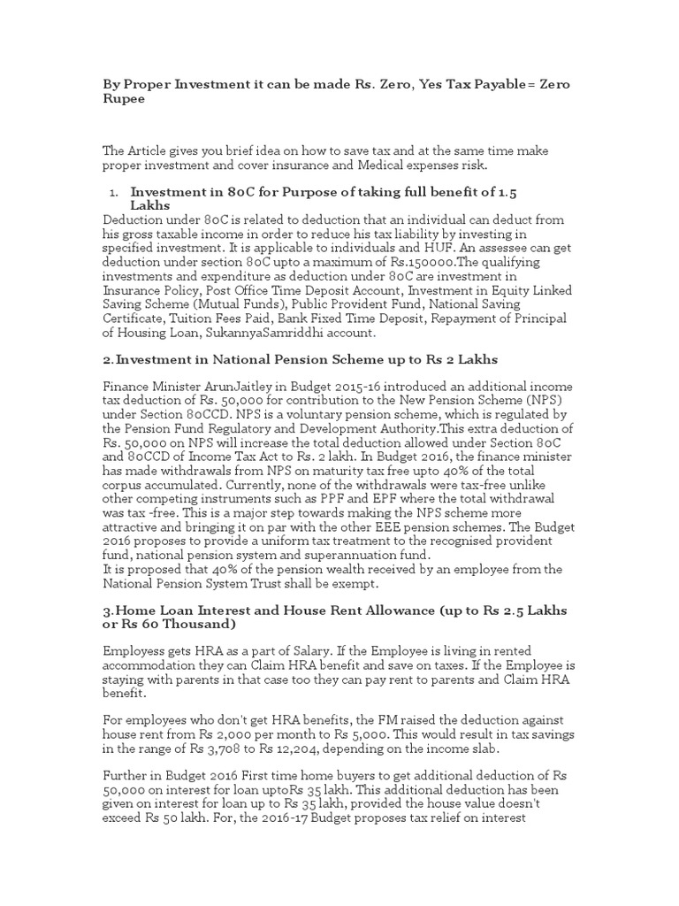 Income Tax Project | PDF | Pension | Tax Deduction