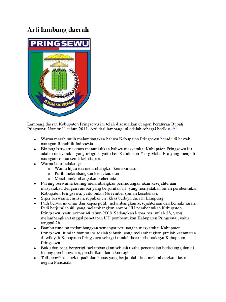 Arti Lambang Daerah Pringsewu | PDF