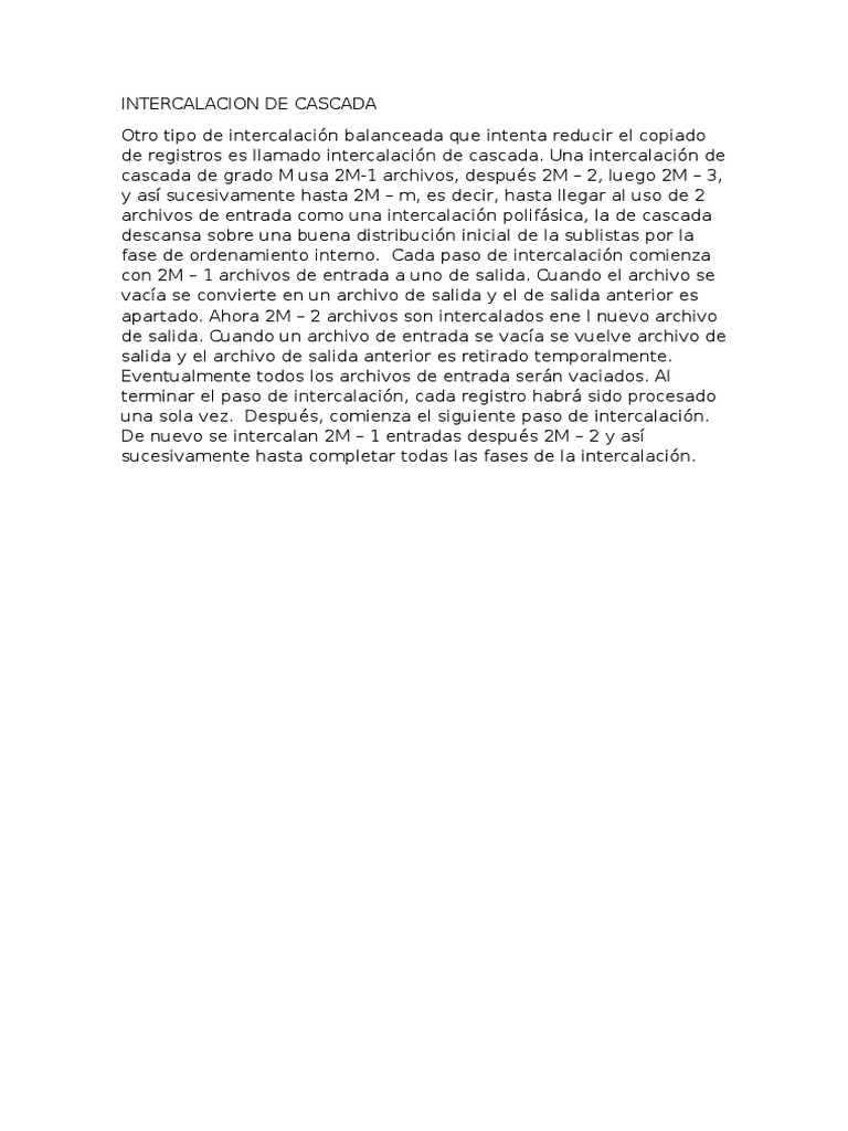 Intercalacion de Cascada | PDF
