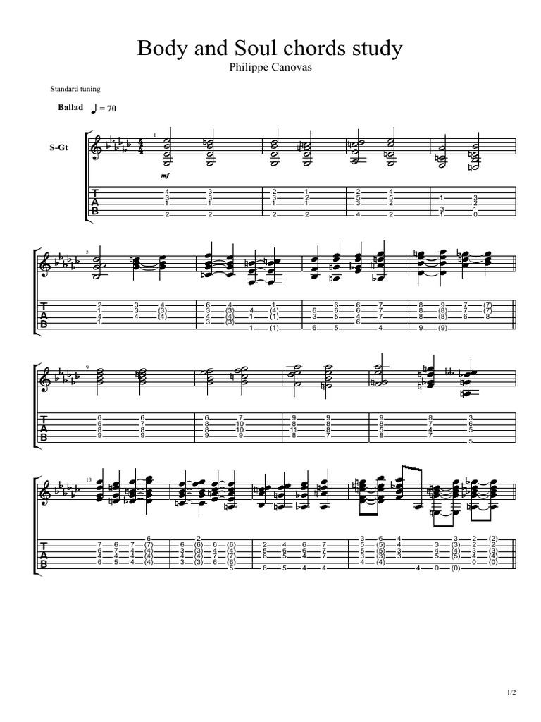 Body and Soul Chord Study | PDF | Pitch (Music) | Musical Instruments