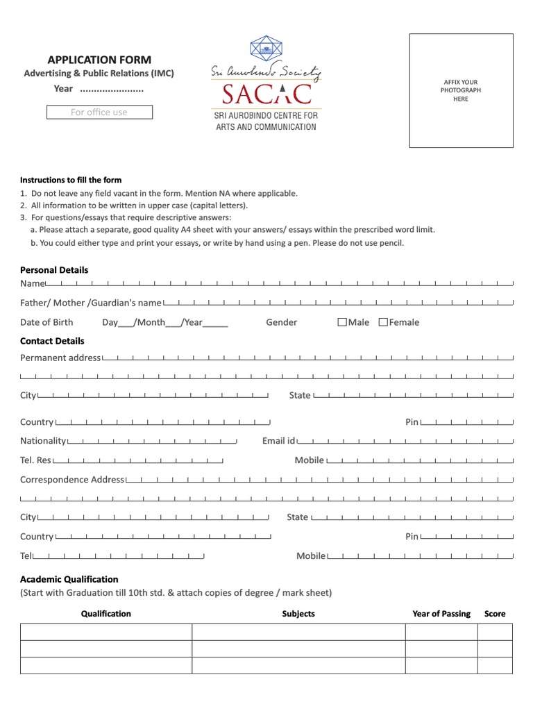 AD PR Application Form | PDF | Essays