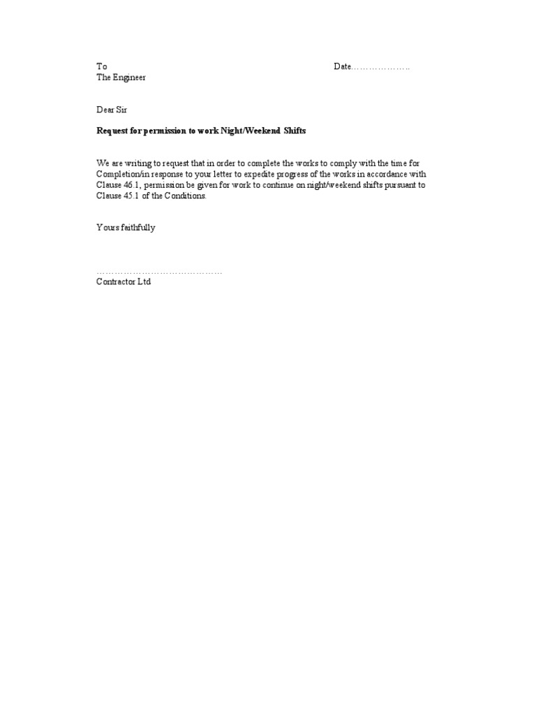 Night/Weekend Work Permission Request | PDF | Home & Garden | Computers