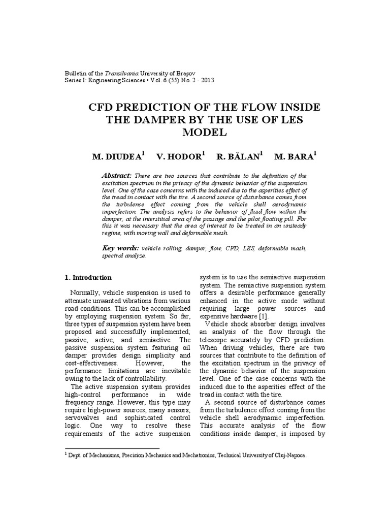 CFD Prediction of Flow Inside The Damper by The Use of LES Model | PDF ...