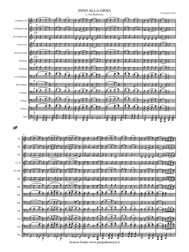 Inno Alla Gioia Fanfara Partitura PDF | PDF | Cuivres (musique)