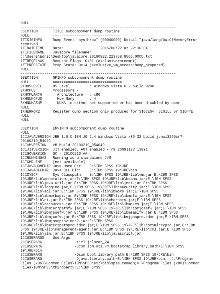 Javacore 20160822 223758 8560 0005 | PDF | Spss | Java Virtual Machine