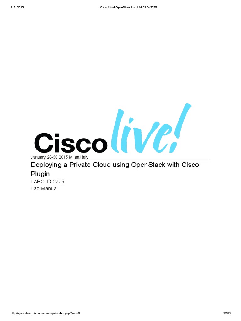 CiscoLive! OpenStack Lab LABCLD-2225 | PDF | Open Stack | Provisioning