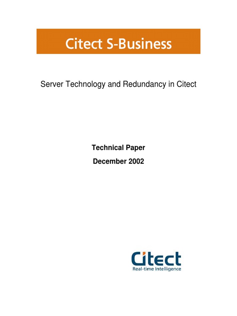 Server Technology and Redundancy in Citect | PDF | Server (Computing ...