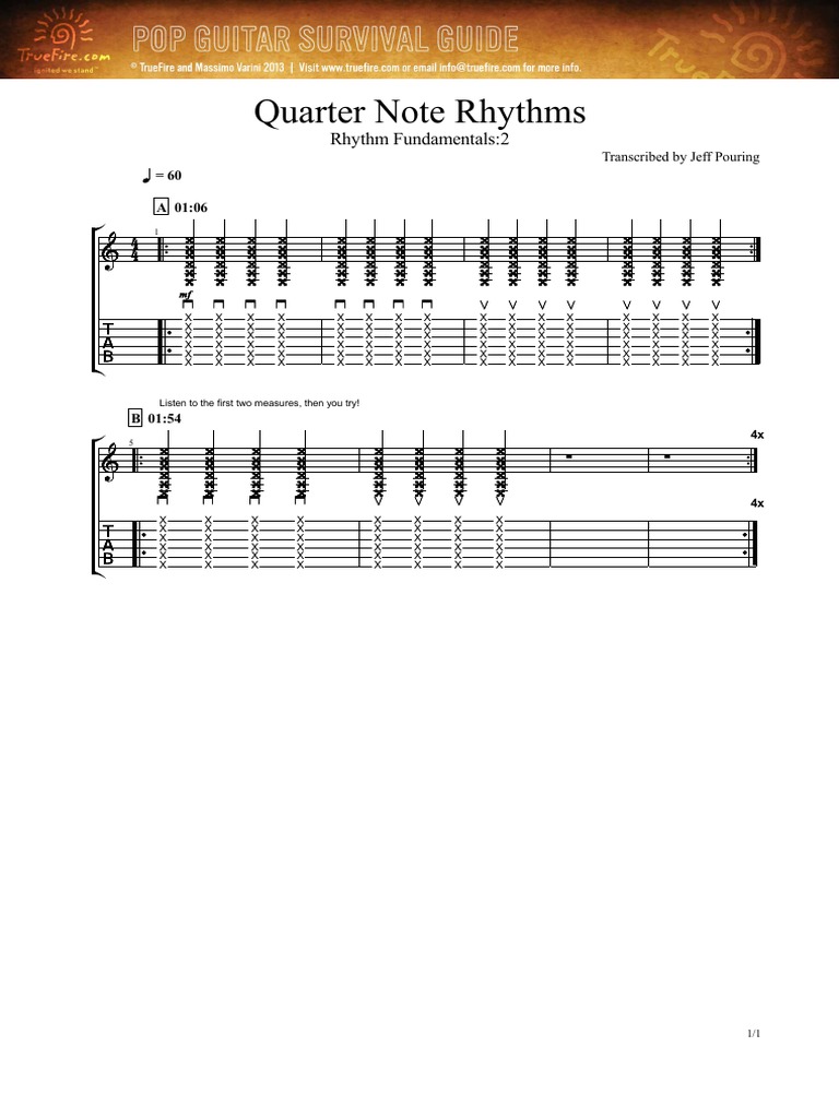 Quarter Note Rhythms: Rhythm Fundamentals:2 | PDF