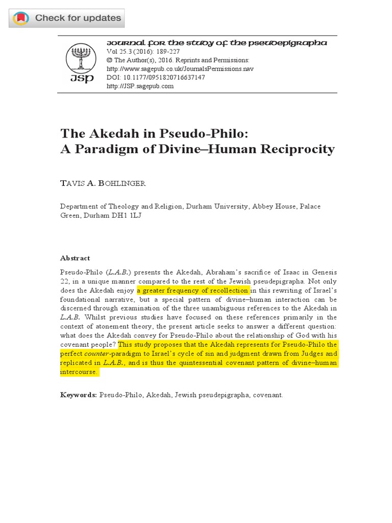 Akedah by Tavis Bohlinger PDF | PDF | Religious Literature | Ancient Mediterranean Religions