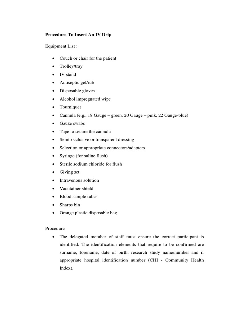 Procedure to Insert an IV Drip | Intravenous Therapy | Medical Equipment