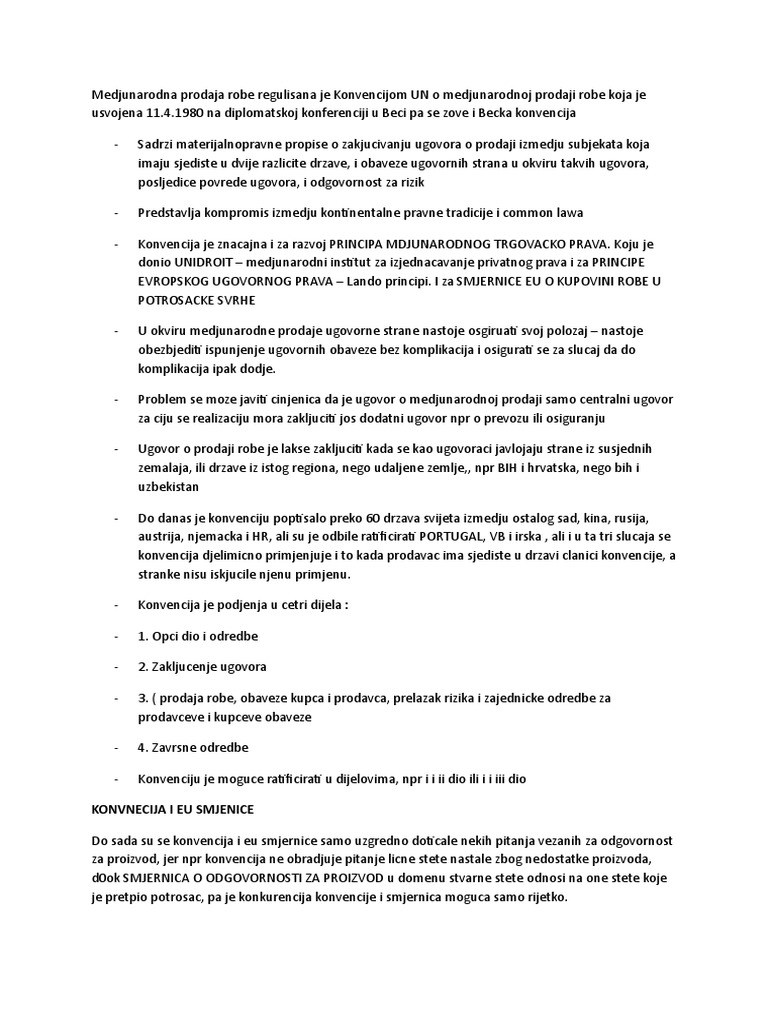 Medjunarodna Prodaja Robe | PDF