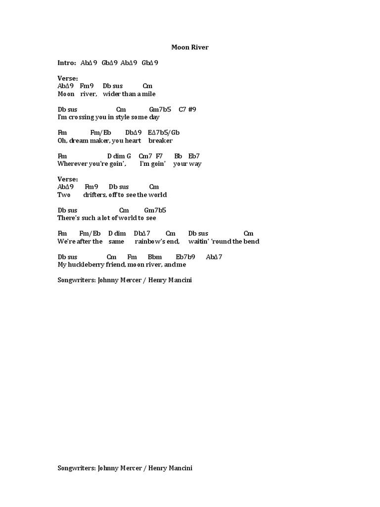 Moon River Chord Chart | PDF