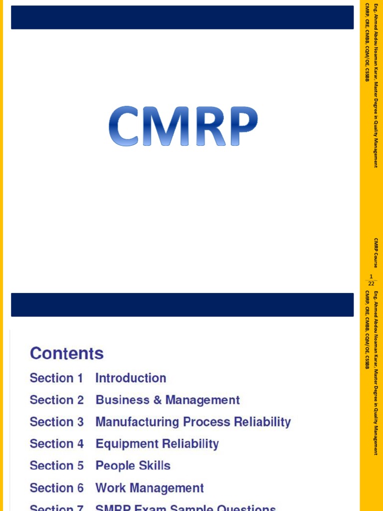 An Overview of the Certified Maintenance and Reliability Professional ...