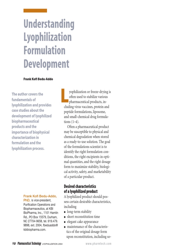 Formulation Development for Lyophilized Biopharmaceutical Products ...