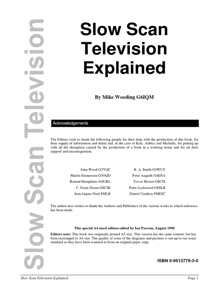Slow Scan Television Explained: by Mike Wooding G6IQM | PDF | Video ...