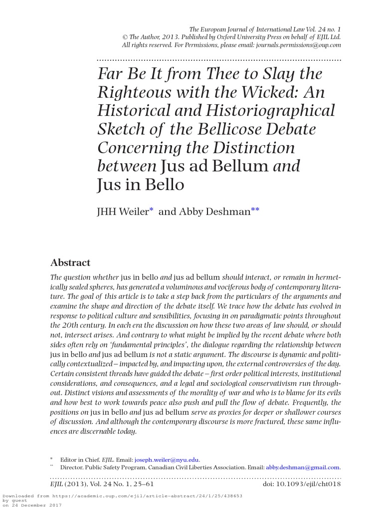 Distinction Between Jus Ad Bellum and Jus in Bello | Law Of War ...
