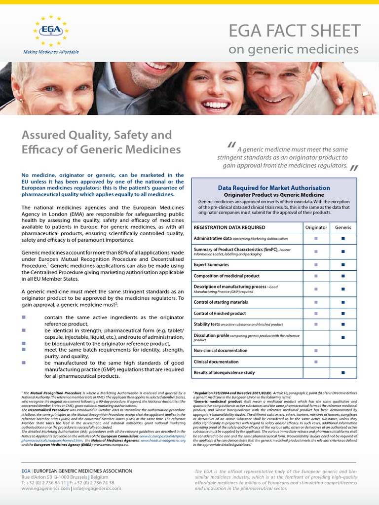 EGA Factsheet 01 | PDF | Pharmaceutical Drug | Generic Drug