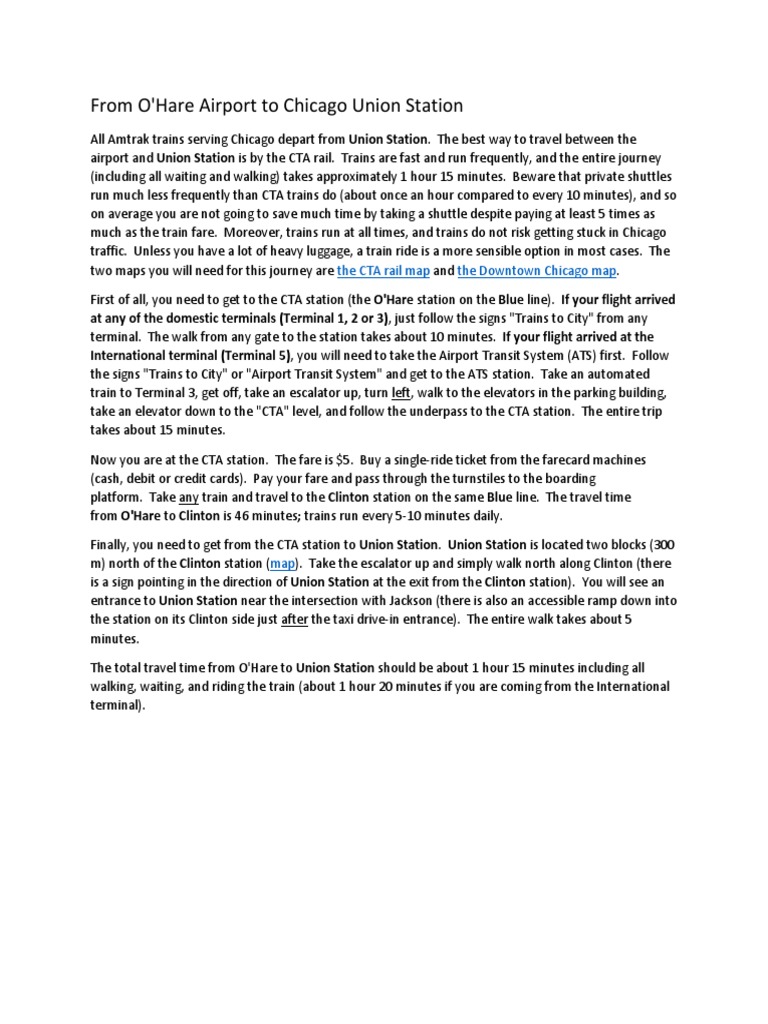 From O'Hare Airport To Chicago Union Station: The CTA Rail Map The ...