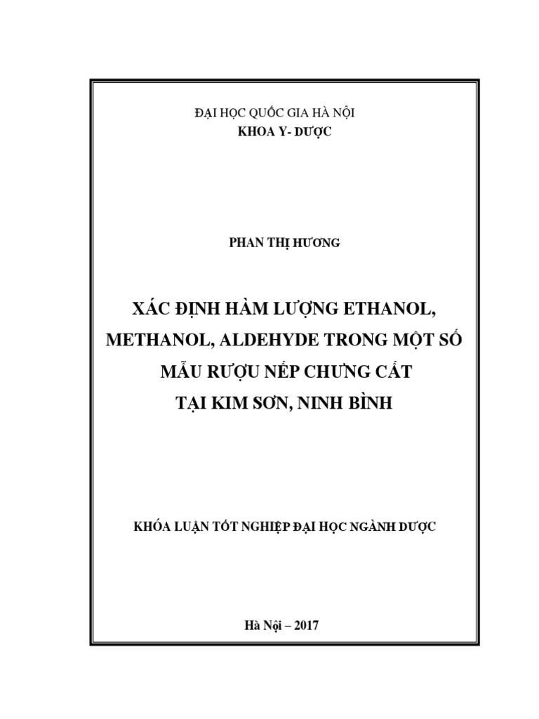 Determination of Methanol, Ethanol and Aldehyde in Some Spirits in Ninh ...