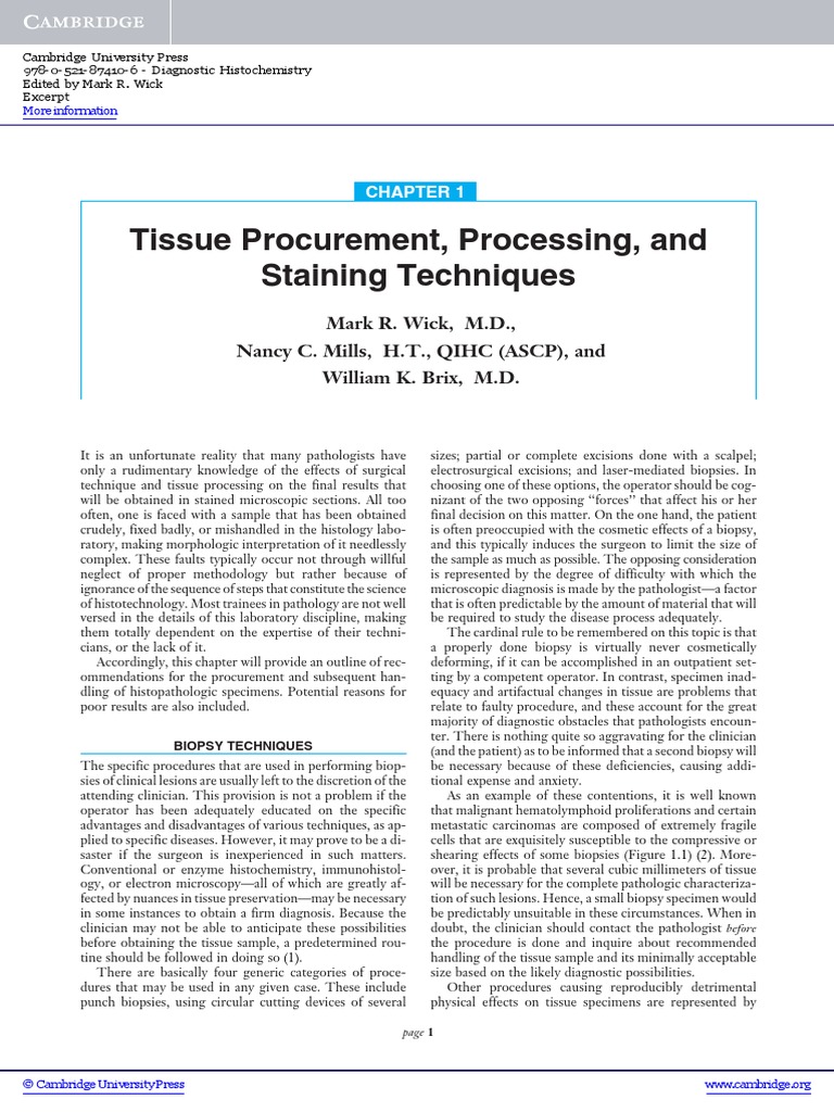 Tissue Procurement, Processing, and Staining Techniques | PDF ...