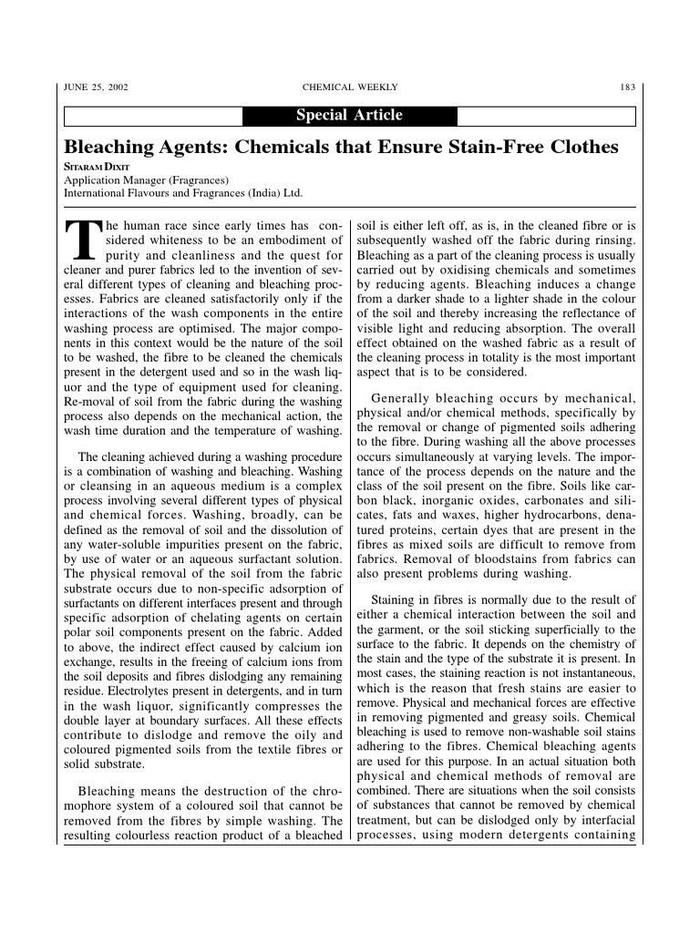 Bleaching Agents PDF | PDF | Bleach | Hydrogen Peroxide