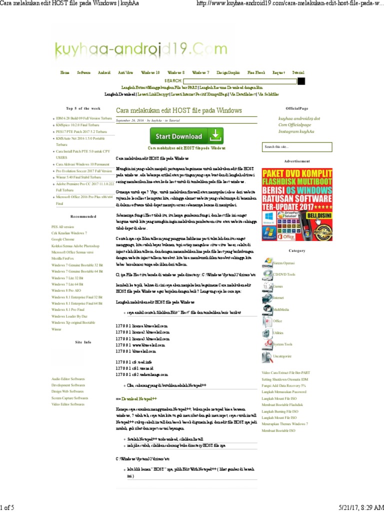 Cara Melakukan Edit HOST File Pada Windows - KuyhAa | PDF