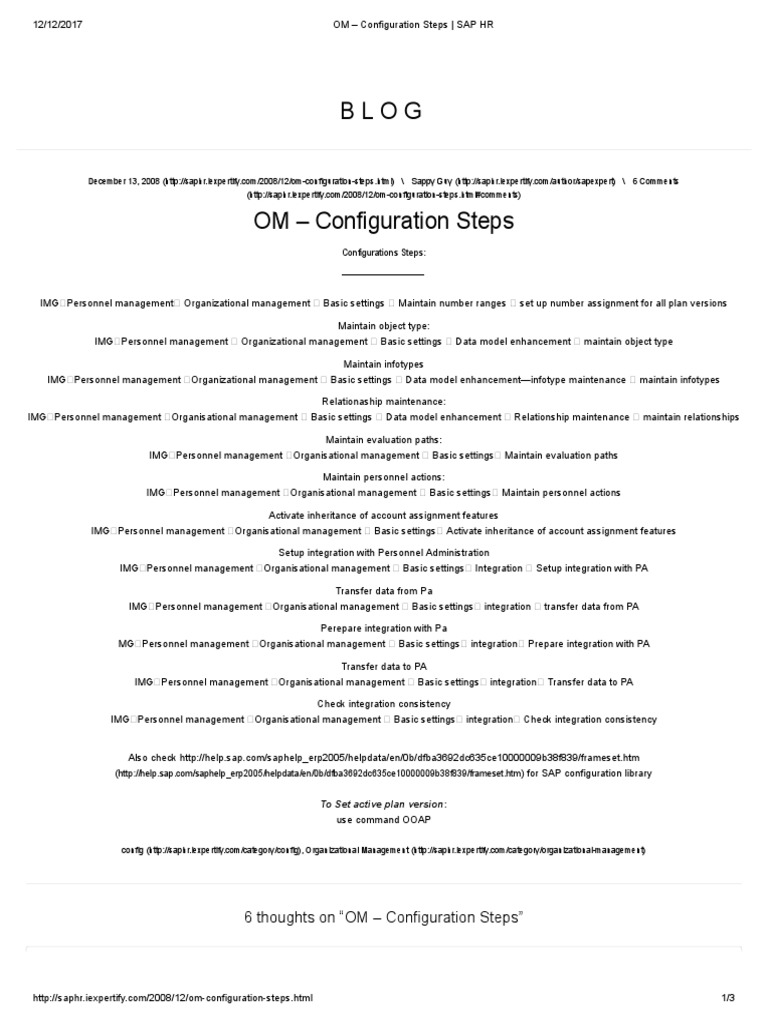 SAP HR OM Configuration Guide | PDF | Human Resource Management ...