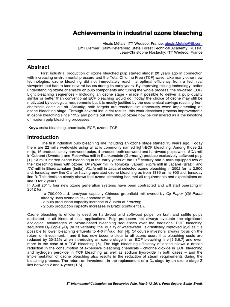 34 Ozone Bleaching | PDF | Pulp (Paper) | Paper