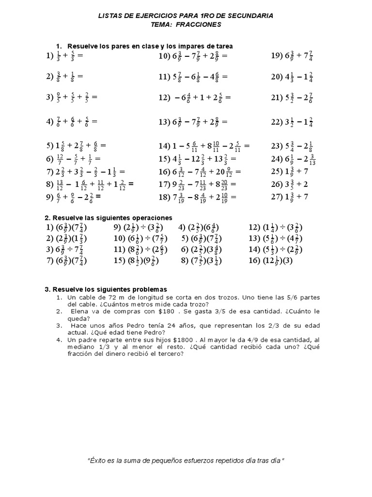 Ejercicios de Matematicas Secundaria | PDF | Enseñanza de matemática ...