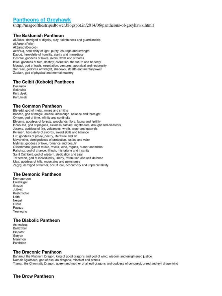 Pantheons of Greyhawk | PDF | Dungeons & Dragons | Deities