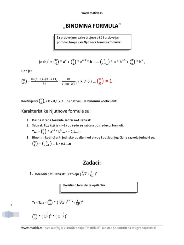 Binomna Formula | PDF