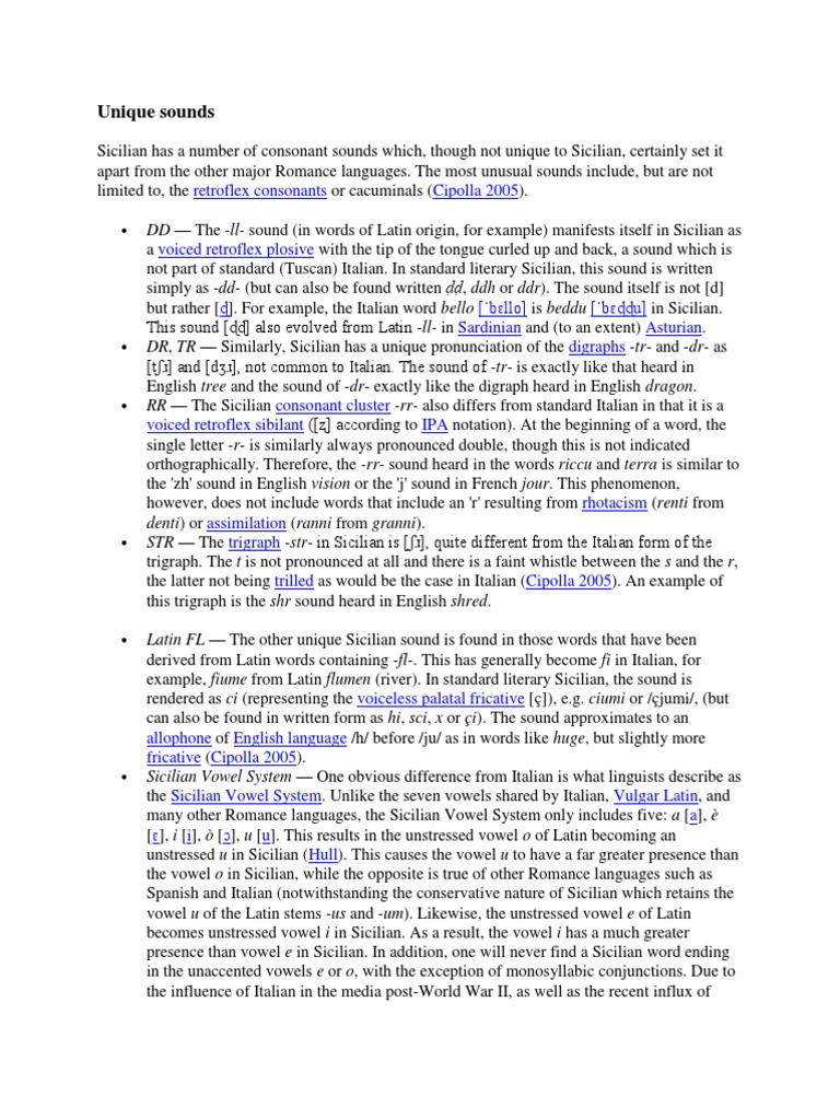 Unique Sounds | PDF | Italian Language | Oral Communication