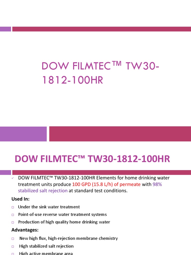 Dow Filmtec™ TW30-1812-100HR | PDF