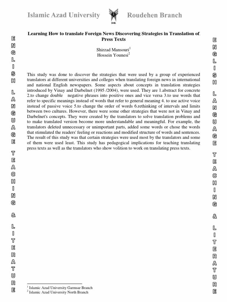 Shirzad Mansouri and Hossein Younesi | PDF | Translations | Idiom