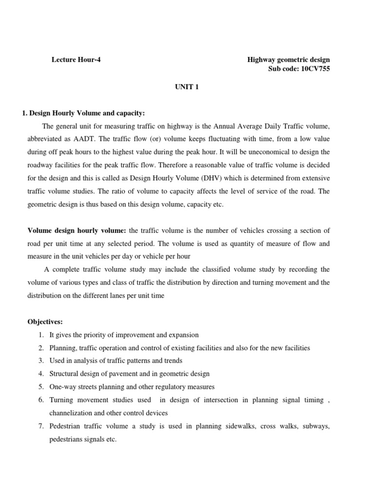 L 4 U 1 Design Hourly Volume and Capacity Objectives and Capacity ...