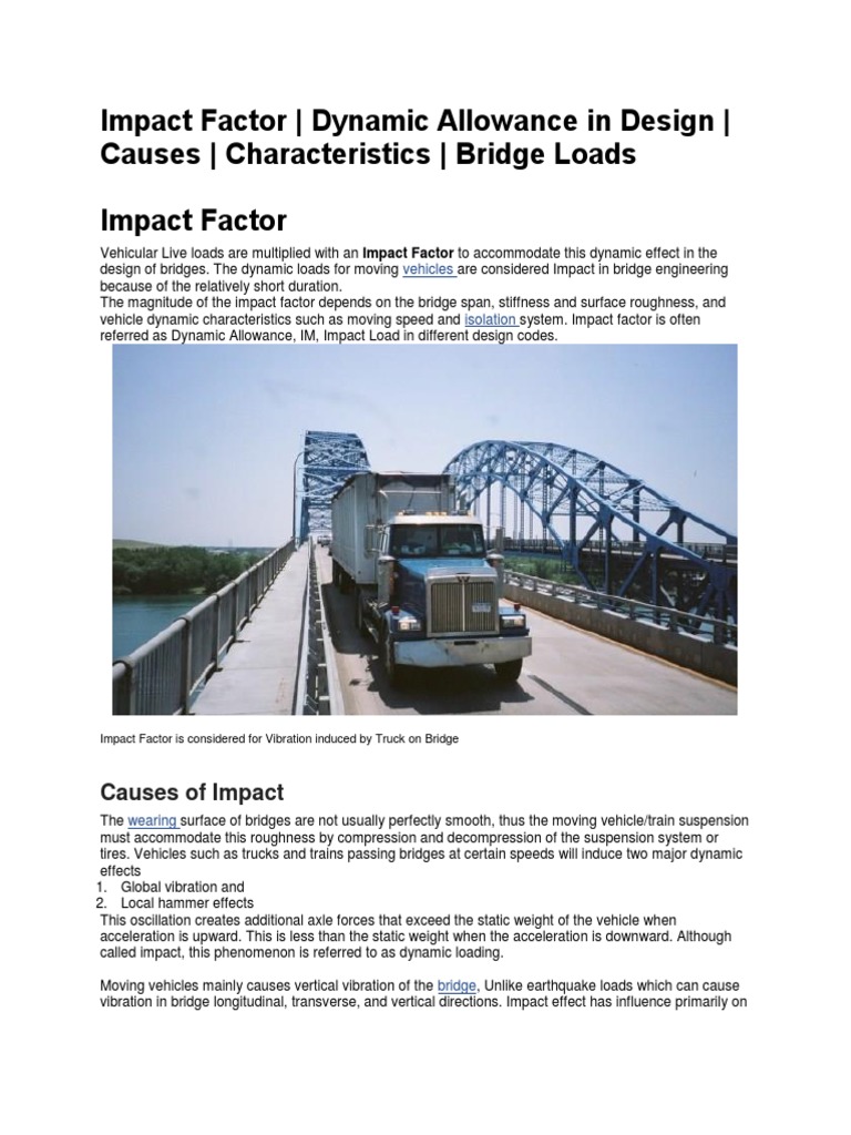 Impact Factor - Dynamic Allowance in Design - Causes - Characteristics ...