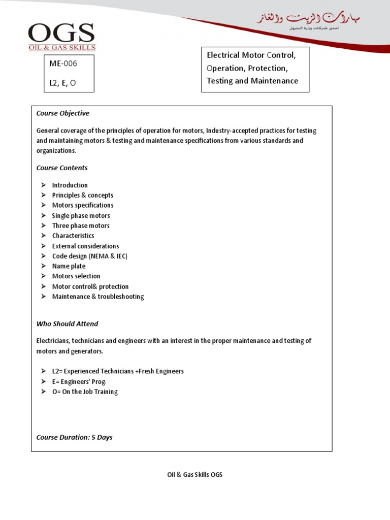 Electrical Motor Control Training Course | PDF | Electric Power ...