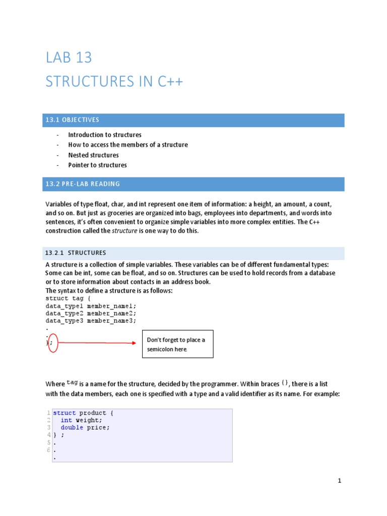 CS100 Lab13 Structures | PDF | Data Type | Pointer (Computer Programming)