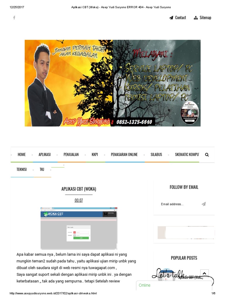 Aplikasi CBT (Woka) - Asep Yudi Suryono ERROR 404 - Asep Yudi Suryono | PDF