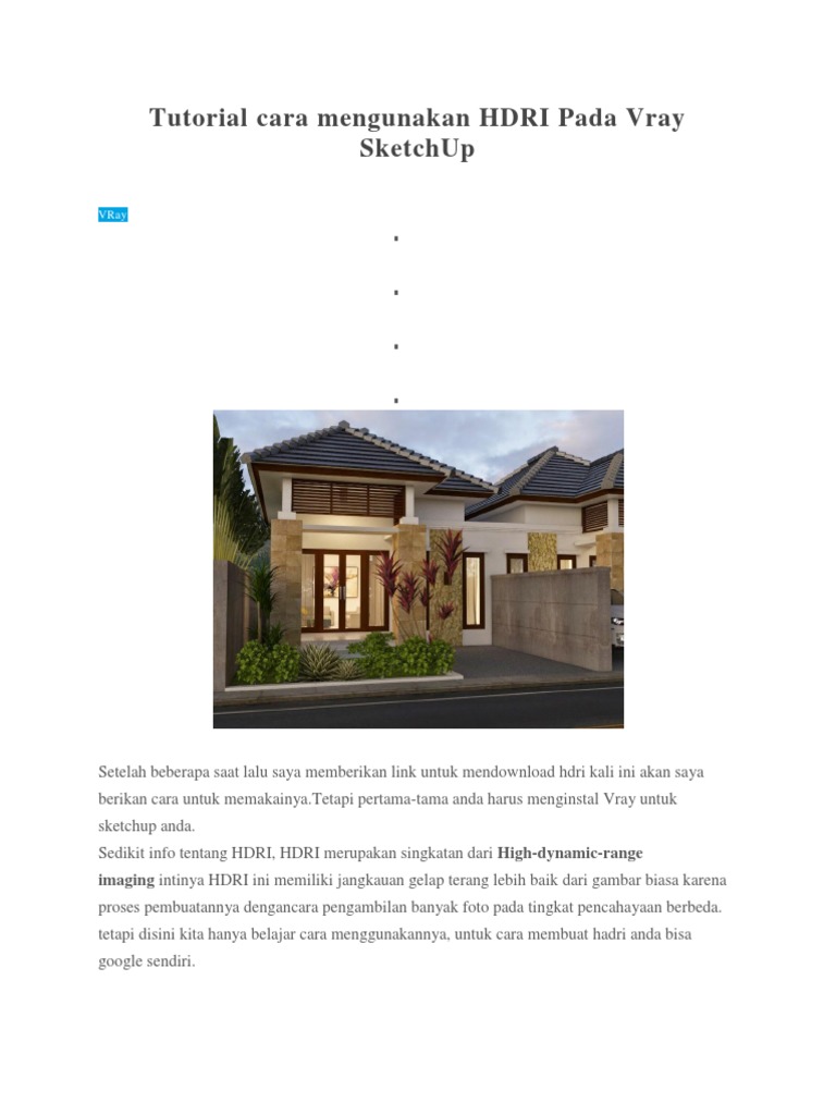 Tutorial Cara Mengunakan HDRI Pada Vray SketchUp | PDF