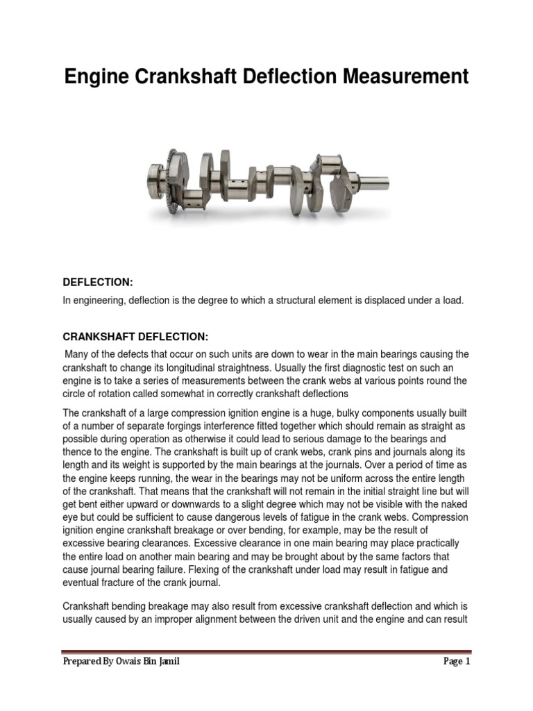 Engine Crankshaft Deflection Measurement | PDF | Bearing (Mechanical ...