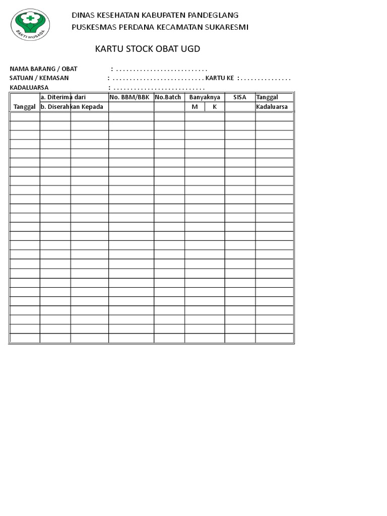 Format Kartu Stok Obat
