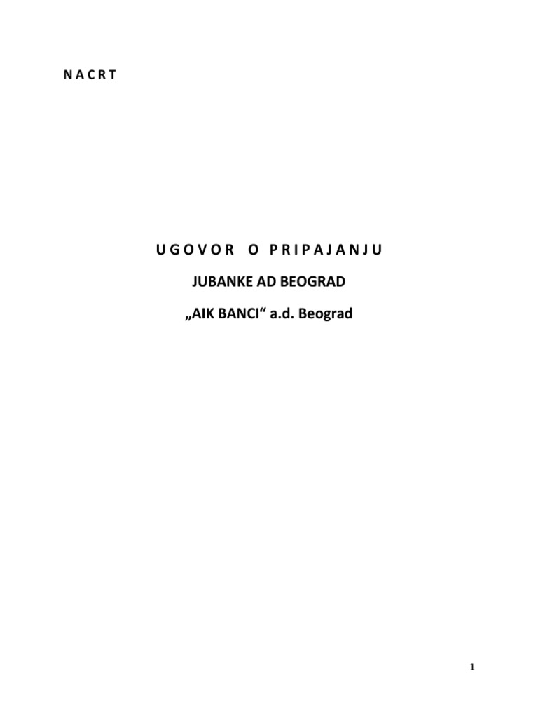 Nacrt Ugovora o Pripajanju | PDF